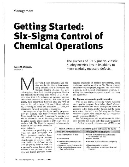 CEP Six Sigma.pdf - Department of Chemical Engineering
