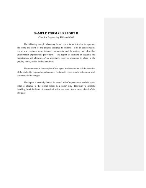 Example Formal Report B - Department of Chemical Engineering