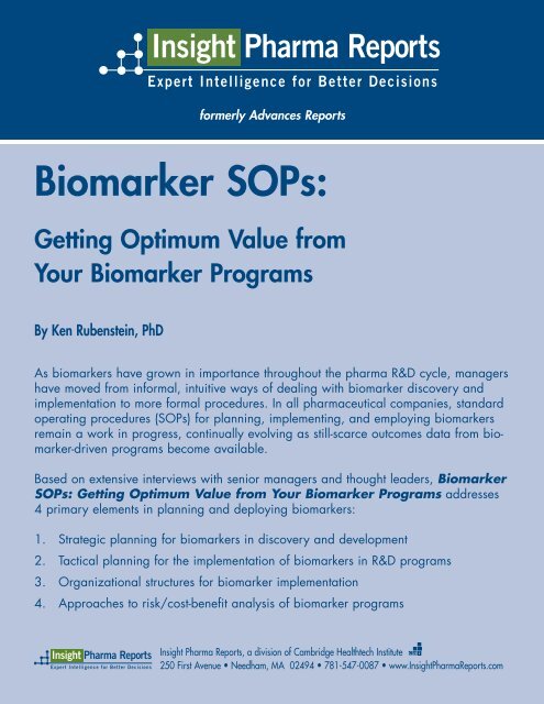 Biomarker SOPs: - Insight Pharma Reports