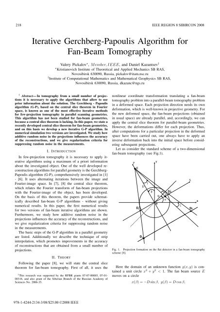 Iterative Gerchberg-Papoulis Algorithm for Fan-Beam Tomography
