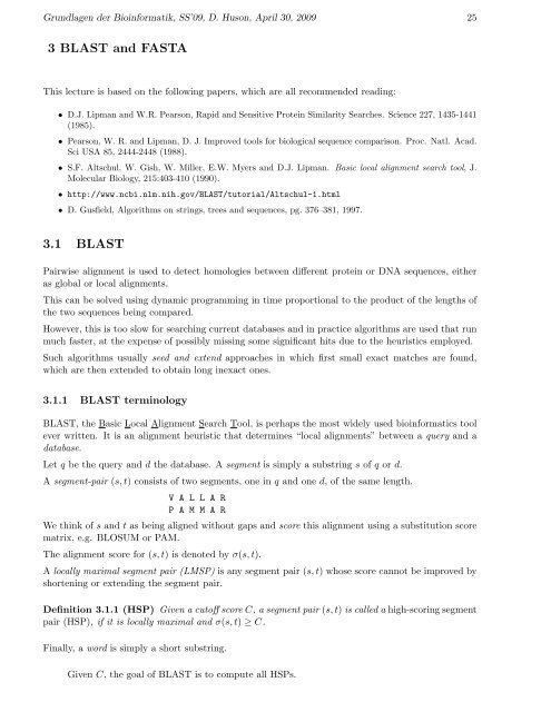 3 Blast And Fasta 31 Blast Algorithms In Bioinformatics