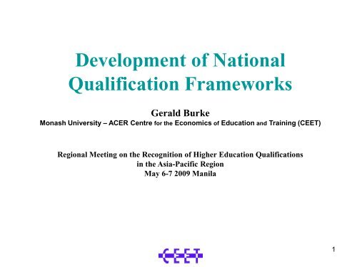 Development of National Qualification Frameworks - Asia Pacific ...