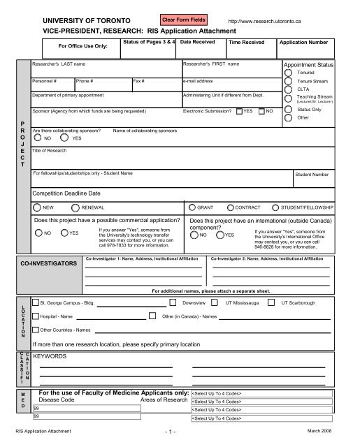 RIS form - University of Toronto