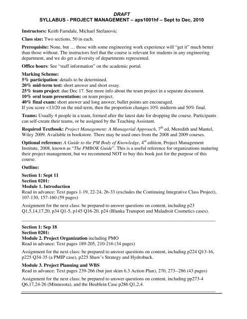 PROJECT MANAGEMENT â APS 1001 - Civil Engineering