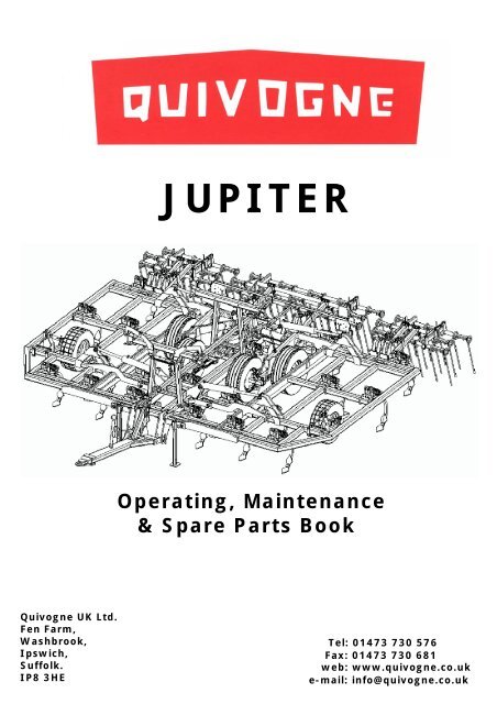 JUPITER Operating, Maintenance & Spare Parts Book - Quivogne UK