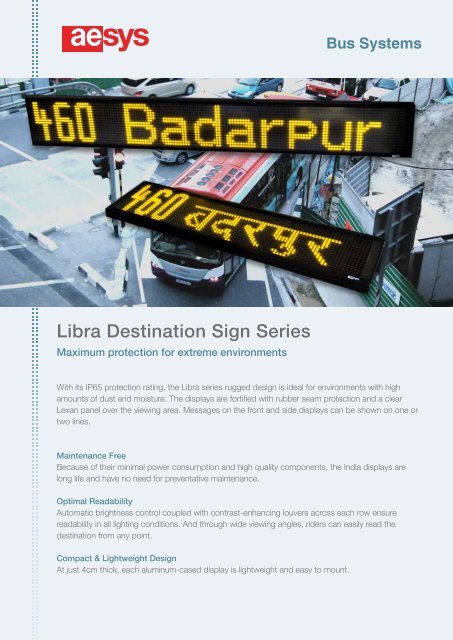 Bus LED Destination Sign - Libra Series - Aesys