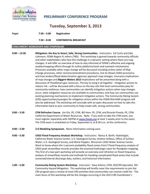 preliminary conference program - Floodplain Management