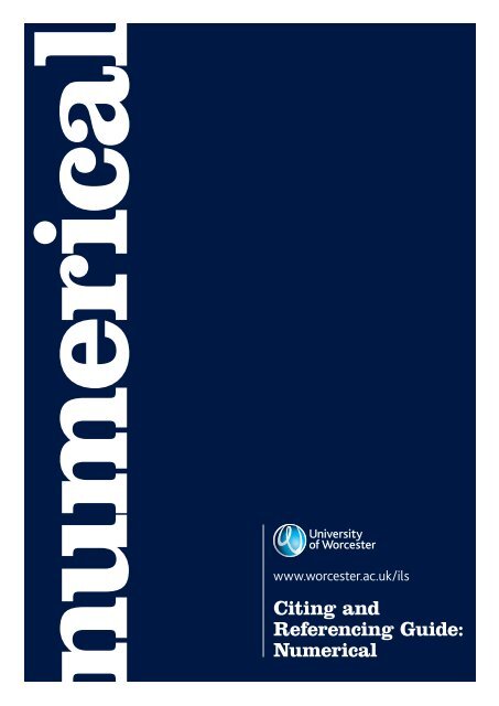 Citing and Referencing Guide: Numerical - University of Worcester