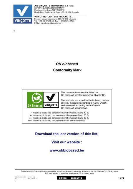 OK biobased Conformity Mark Download the last version ... - Natur Tec