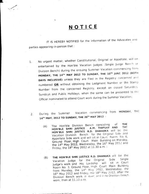 NOTICE - Bombay High Court