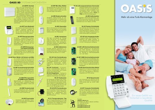 OASiS 80 SYSTEMKOMPONENTEN Mehr als eine Funk - Jablotron