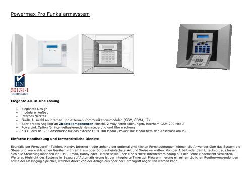 Powermax Kompakt Alarmsystem - MR Sicherheitstechnik AG