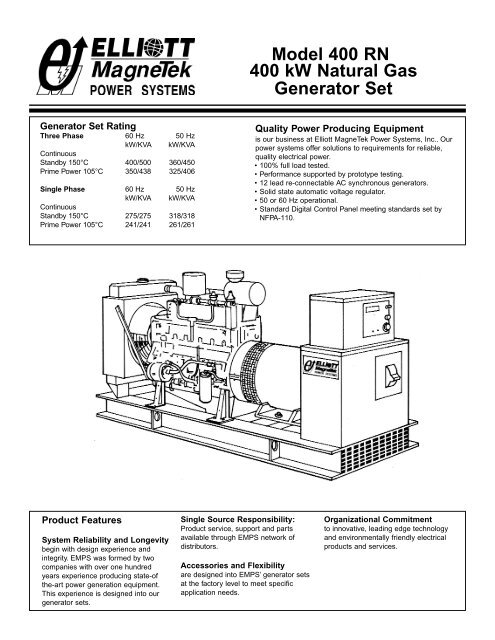 Model 400 RN 400 kW Natural Gas Generator Set - Western ...