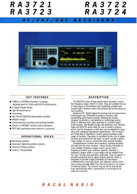 Racal RA3720 Series HF VHF UHF Receivers - The Listeners Guide