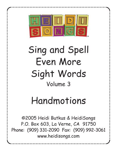 Sing & Spell the Sight Words - Heidi Songs