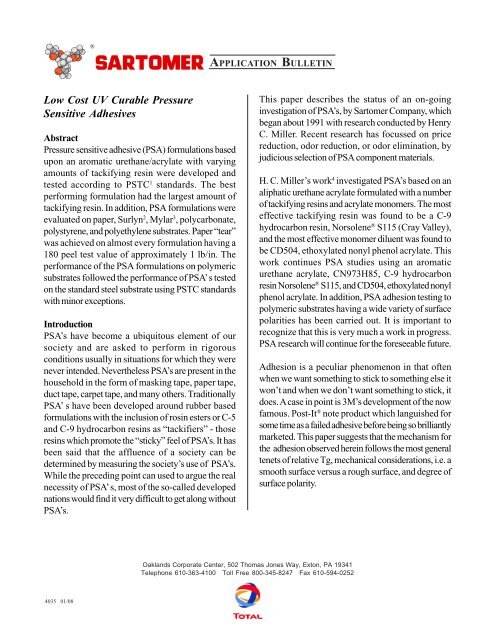 Low Cost UV Curable PSA's