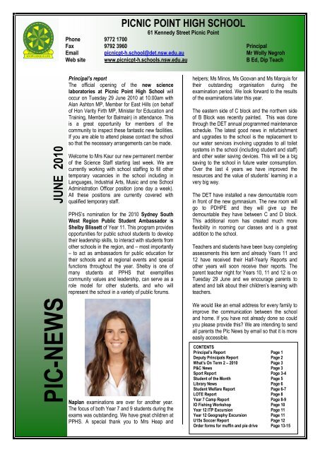 PRINCIPAL'S REPORT - Picnic Point High School