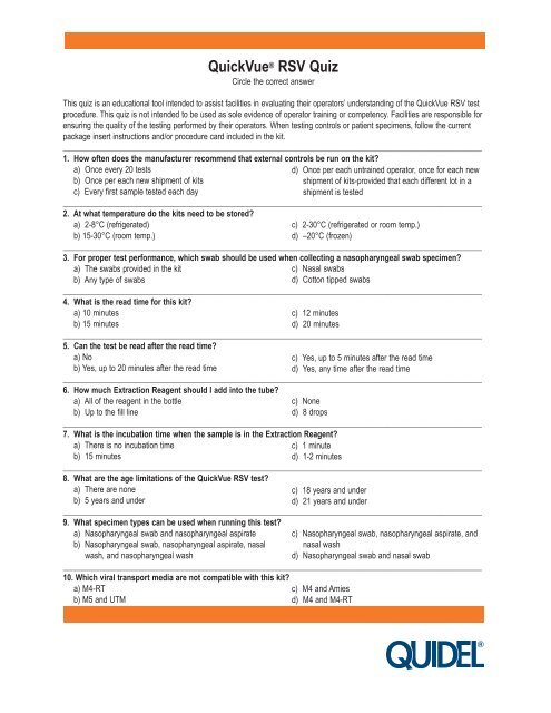 QuickVueÃ‚Â® RSV Quiz - Quidel