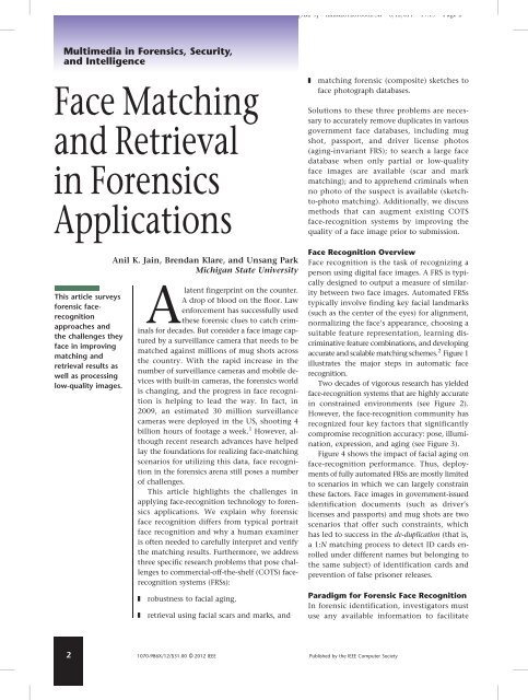 Face Matching and Retrieval in Forensics Applications