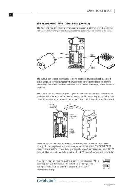 AXE023 MOTOR DRIVER - Picaxe