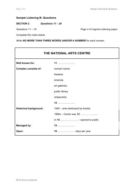 Listening Sample Task (Recording 5) - ielts