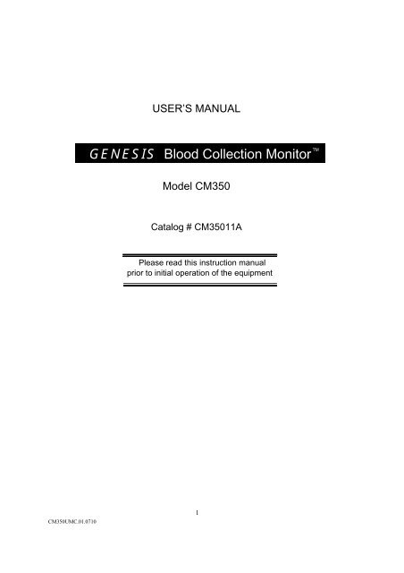 GENESIS Blood Collection MonitorTM - Bplmedical.com