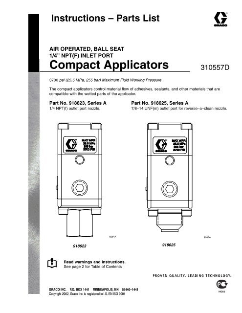 310557D Compact Applicators - Graco Inc.