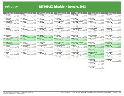 RETROPLEX Schedule - January, 2013 - Starz