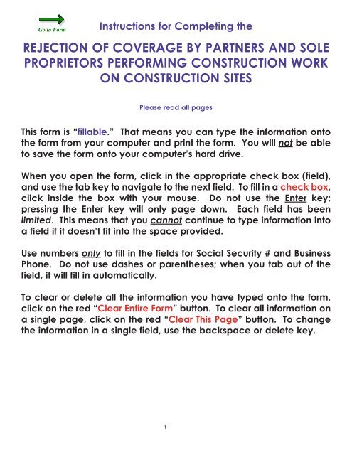 Rejection of Coverage Form