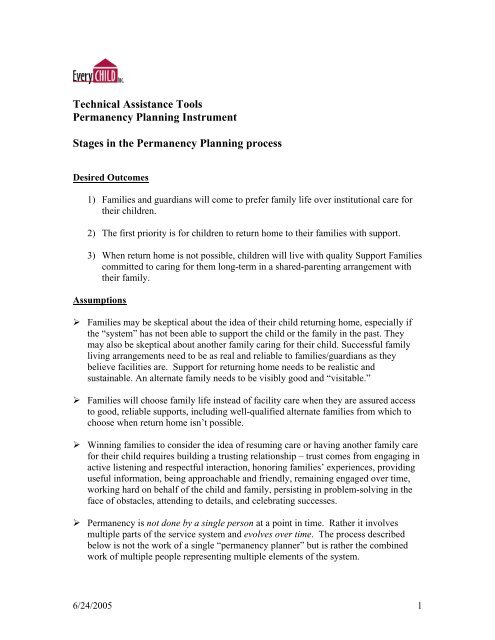 Stages in the Permanency Planning Process