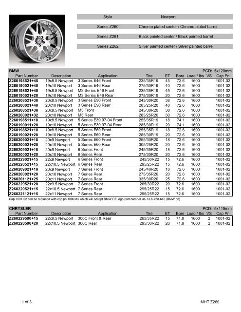 MHT Z260 Newport - MHT Wheels