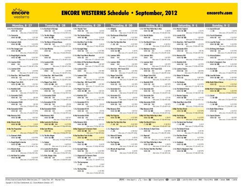 ENCORE WESTERNS Schedule - September, 2012 - Starz