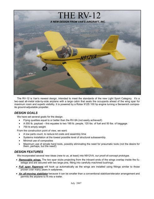 RV-12 - Van's Aircraft, Inc.