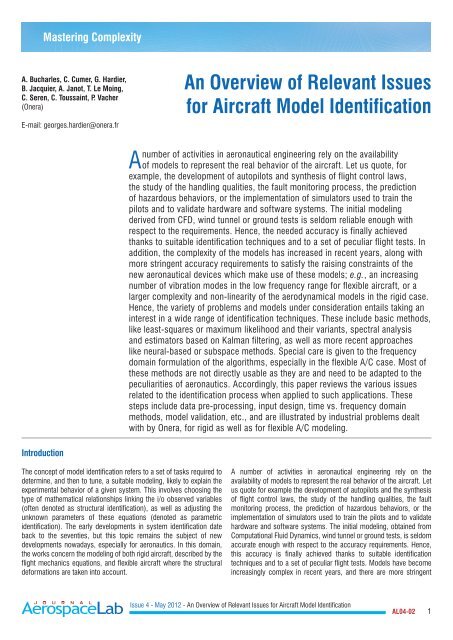 An Overview of Relevant Issues for Aircraft Model Identification