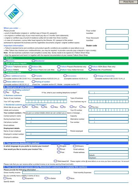 Print Form - Telkom Business