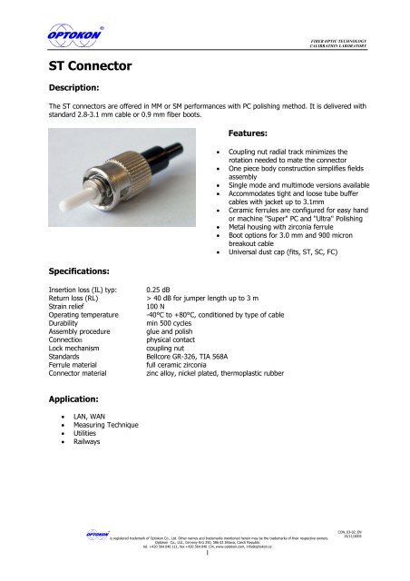ST Connector - OPTOKON as