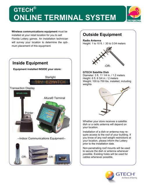 GTECH Â® Online Terminal System Flyer - The Florida Lottery