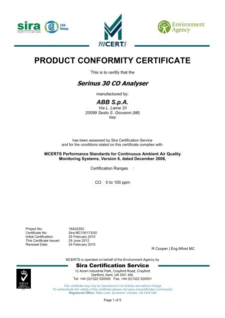 Website cert - Sira Environmental