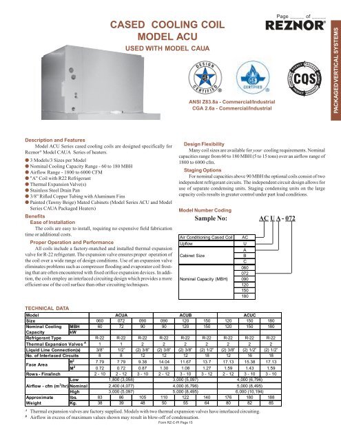 CASED COOLING COIL MODEL ACU - Agencespl.com