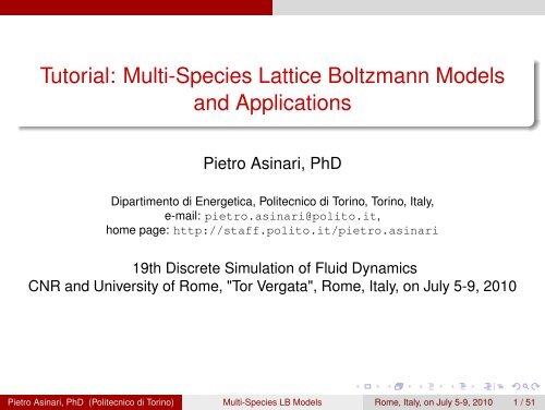 Tutorial Multi Species Lattice Boltzmann Models And Applications