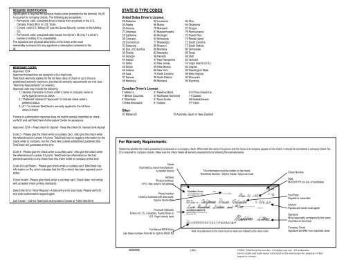 TeleCheck® Paper Check Acceptance with Warranty ... - First Data