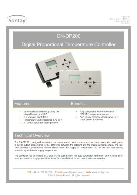 CN-DP200 Digital Proportional Temperature Controller - Sontay