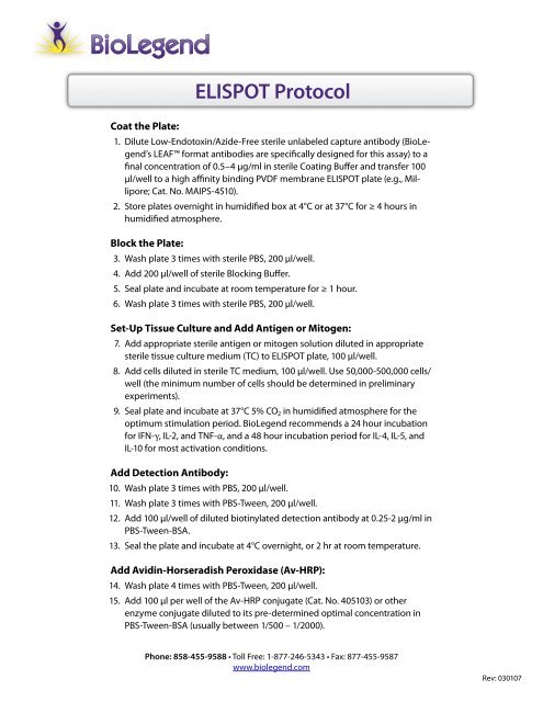 ELISPOT Protocol - BioLegend