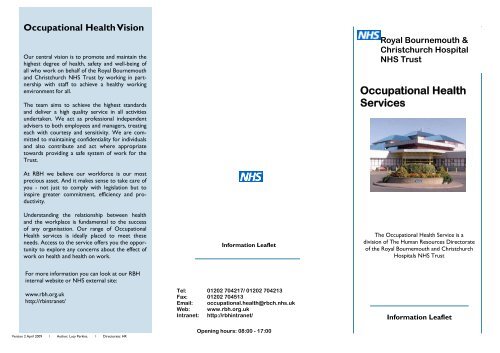 Occupational Health Information leaflet - Royal Bournemouth Hospital