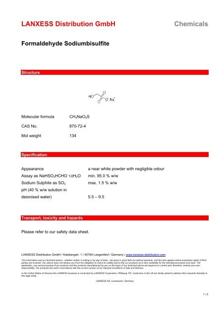 LANXESS Distribution GmbH Chemicals