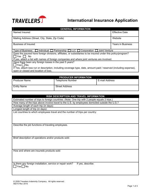 58215 Rev. 2010 - Travelers Insurance