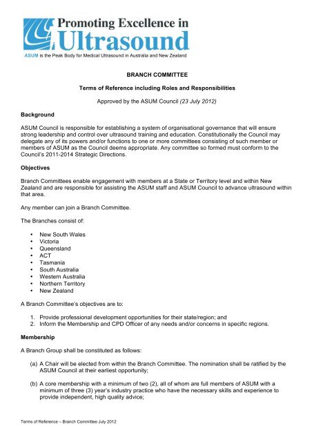 BRANCH COMMITTEE Terms of Reference including Roles and ...