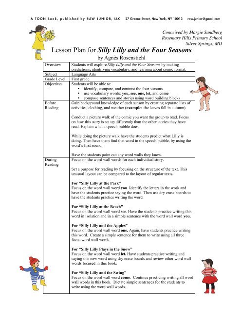 Lesson Plan for Silly Lilly and the Four Seasons - Diamond Bookshelf