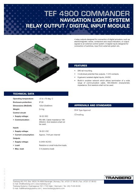 Datasheet - Tranberg