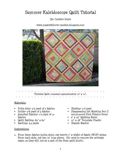 Summer Kaleidoscope Quilt Tutorial - Riley Blake Designs
